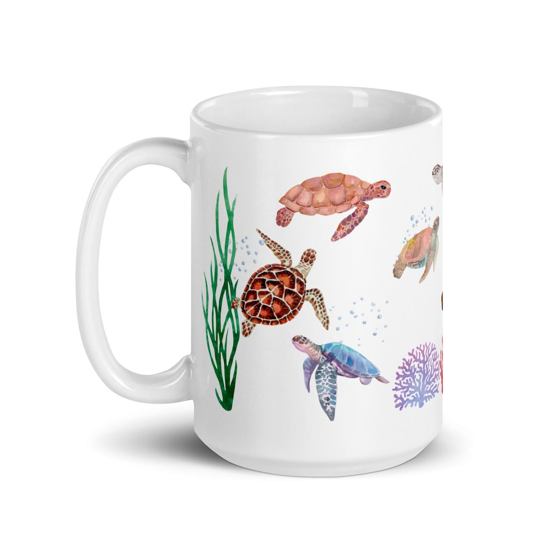 Sea Turtle Mug Nature Ocean Turtle Lover Gift Aquatic Life, Beach Lover ...