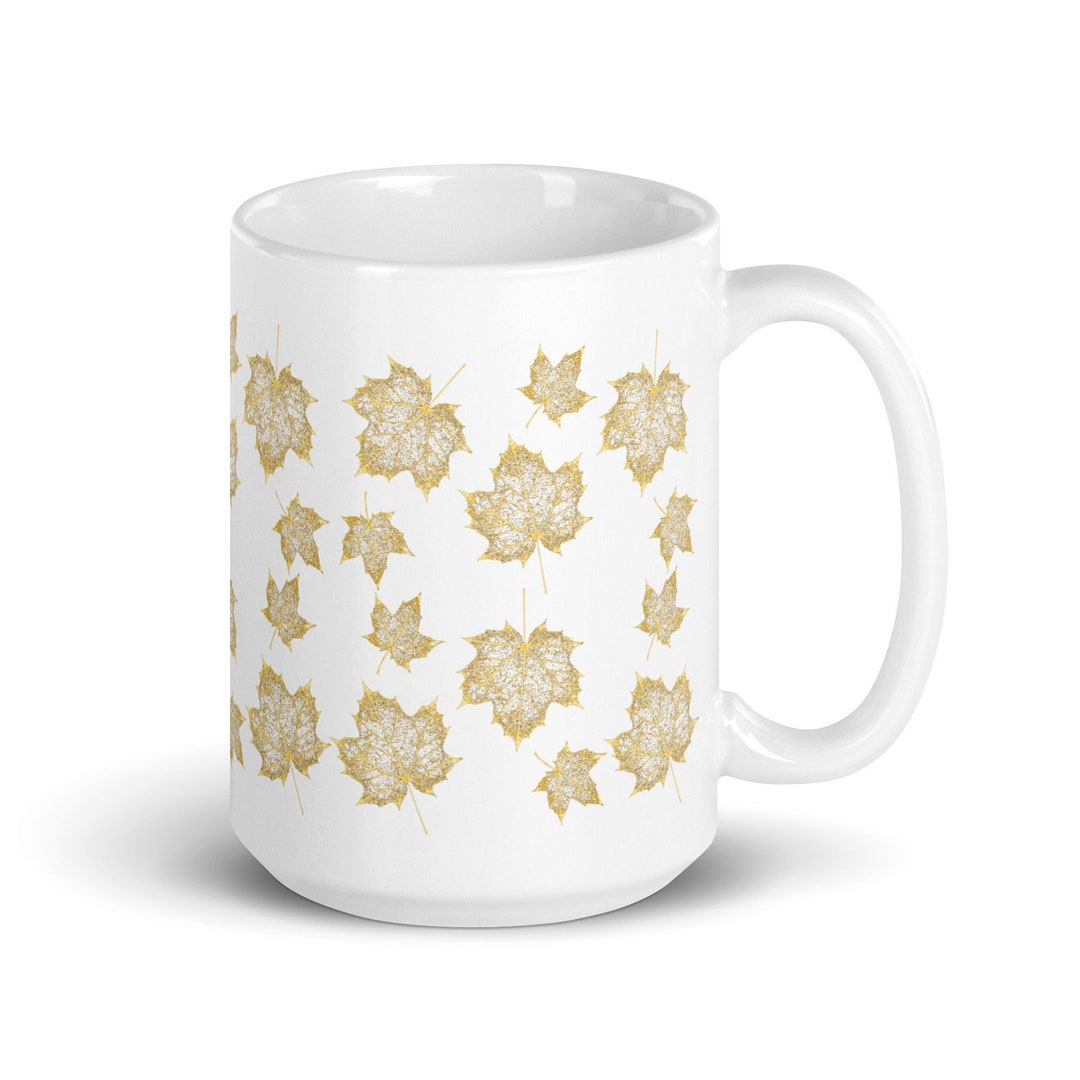 Maple Leaf Mug Gold Leaf Style Maple Leaves Mug Maple Tree Lover Gift ...