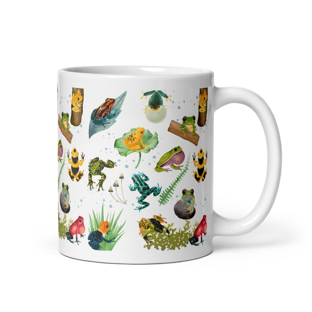 Frog Mug: Colorful Amphibian Art Coffee Cup - Frog Lover Gift - Etsy