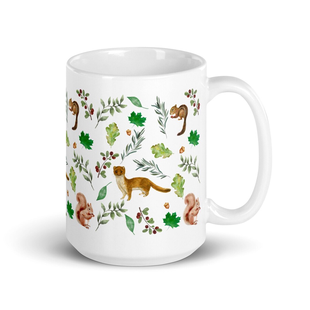 Woodland Creatures Mug Weasel Chipmunk Squirrel Mug - Etsy