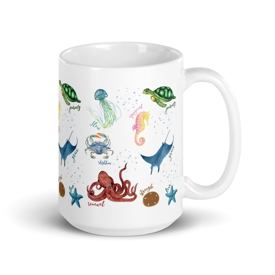 Sea Creatures Mug Ocean Wildlife Lover Gift Symbology Sea Life Gift ...