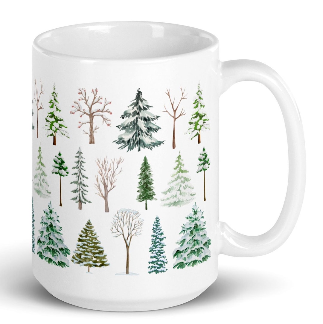 Winter Trees Mug Tree Lover Gift Snowy Woodland Mug Winter Forest Mug ...