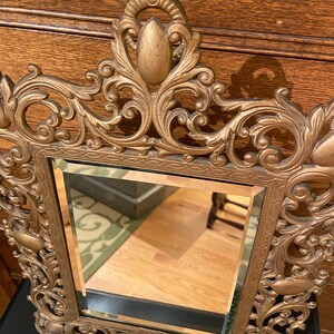 Victorian Table Top Mirror, Art Nouveau, Gilt, Cast Iron, Bevelled ...