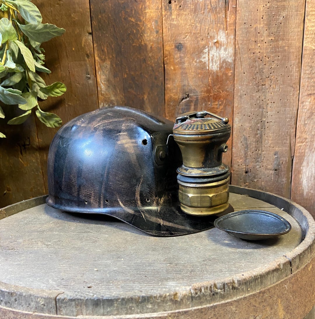 Vintage Miners Lamp and MSA Comfo Cap, S2, Hard Hat, Auto Lite ...
