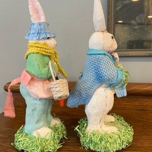 Vintage Easter Bunnies, Styrofoam Dressed Bunnies, Standing, Rabbits ...