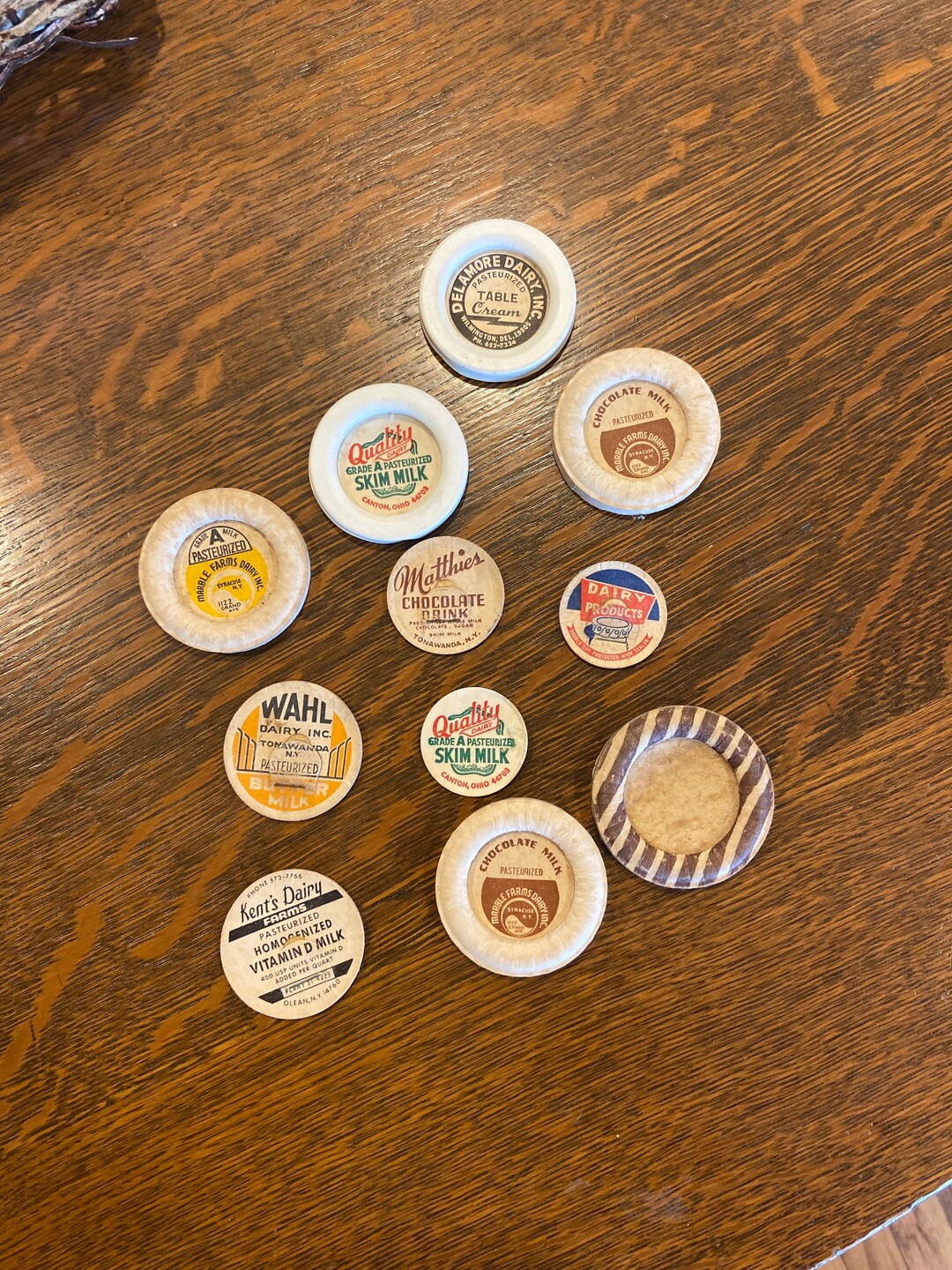 Vintage Milk Bottle Caps, Milk Bottle Pull Tops, Wahl Dairy, Tonawanda ...