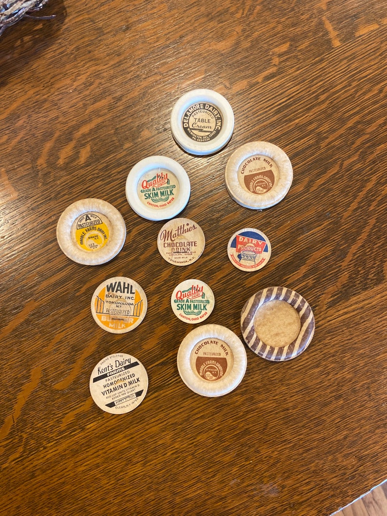 Vintage Milk Bottle Caps Milk Bottle Pull Tops Wahl Dairy - Etsy