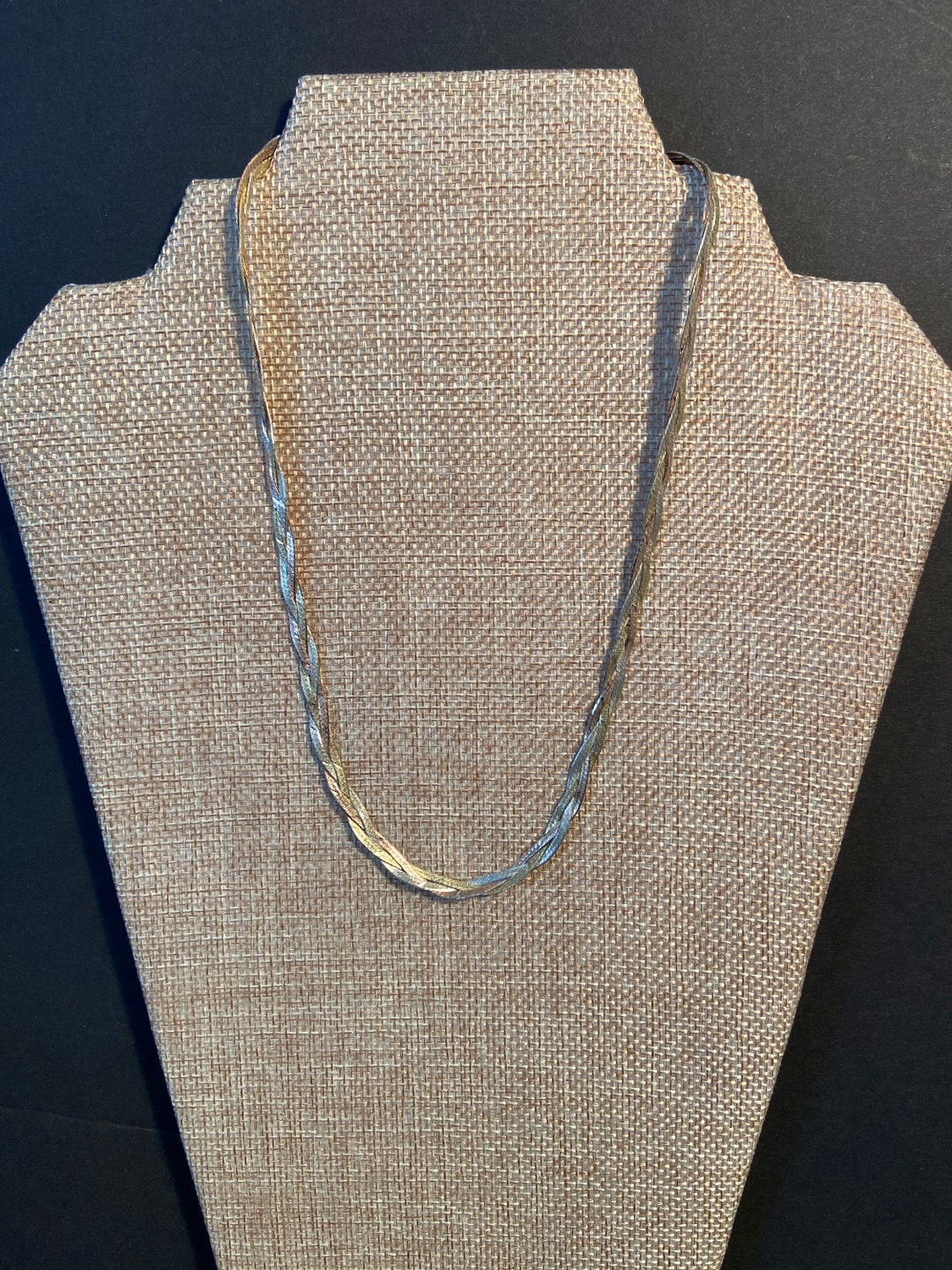 Tri Color Sterling Silver Braided Herringbone Chain, 18" Sterling ...
