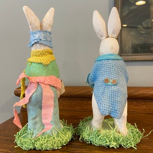 Vintage Easter Bunnies, Styrofoam Dressed Bunnies, Standing, Rabbits ...