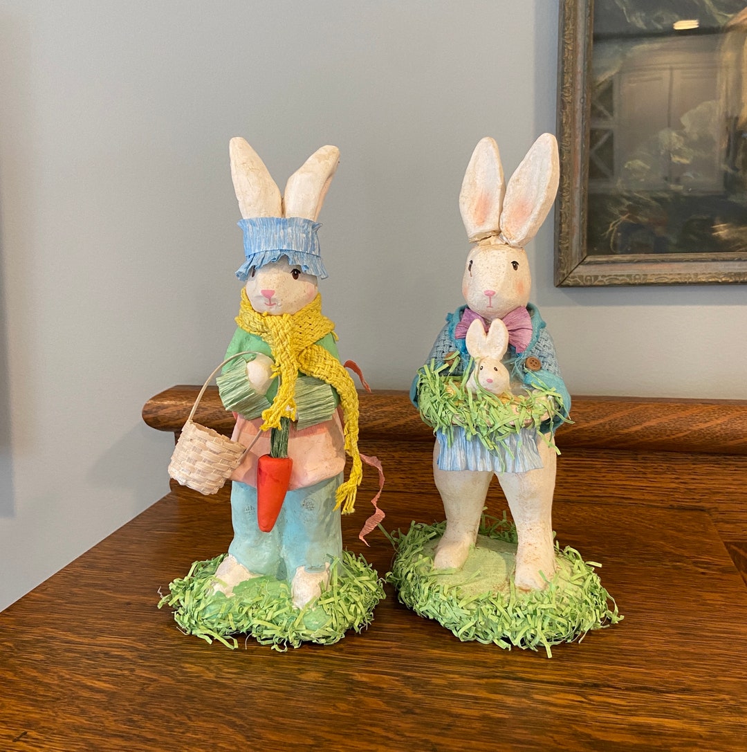 Vintage Easter Bunnies, Styrofoam Dressed Bunnies, Standing, Rabbits ...
