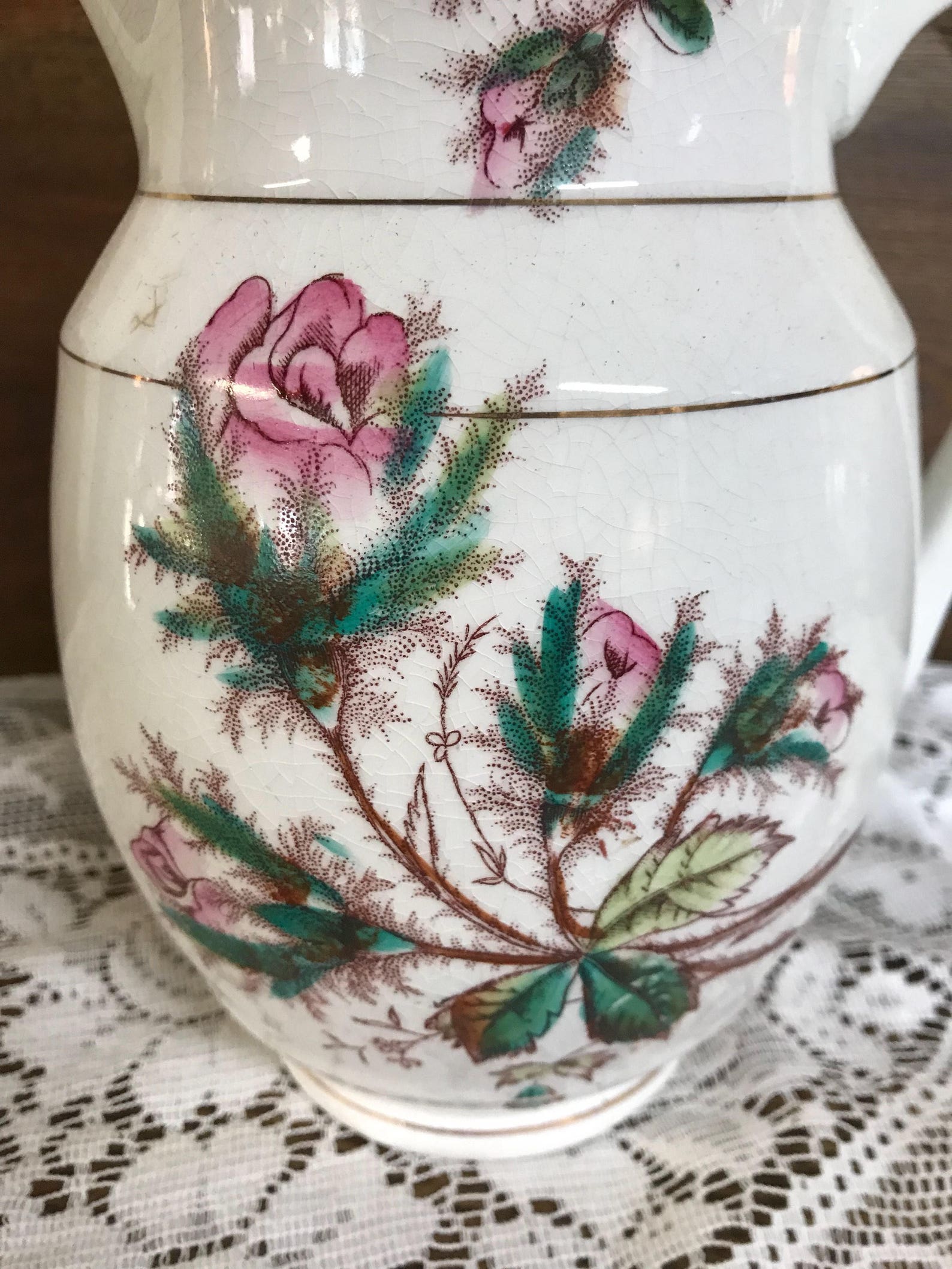 Ironstone Pitcher Moss Rose Ironstone Covered Jar Antique | Etsy