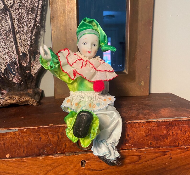 Vintage Poseable Harlequin Pierrot Clown, Bendable, Mardi Gras Doll ...