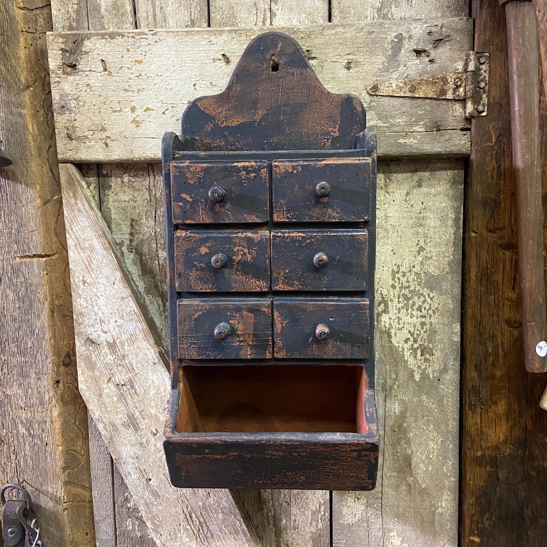 Handmade Primitive Spice Cabinet, Wall Mounted or Tabletop, Rustic ...