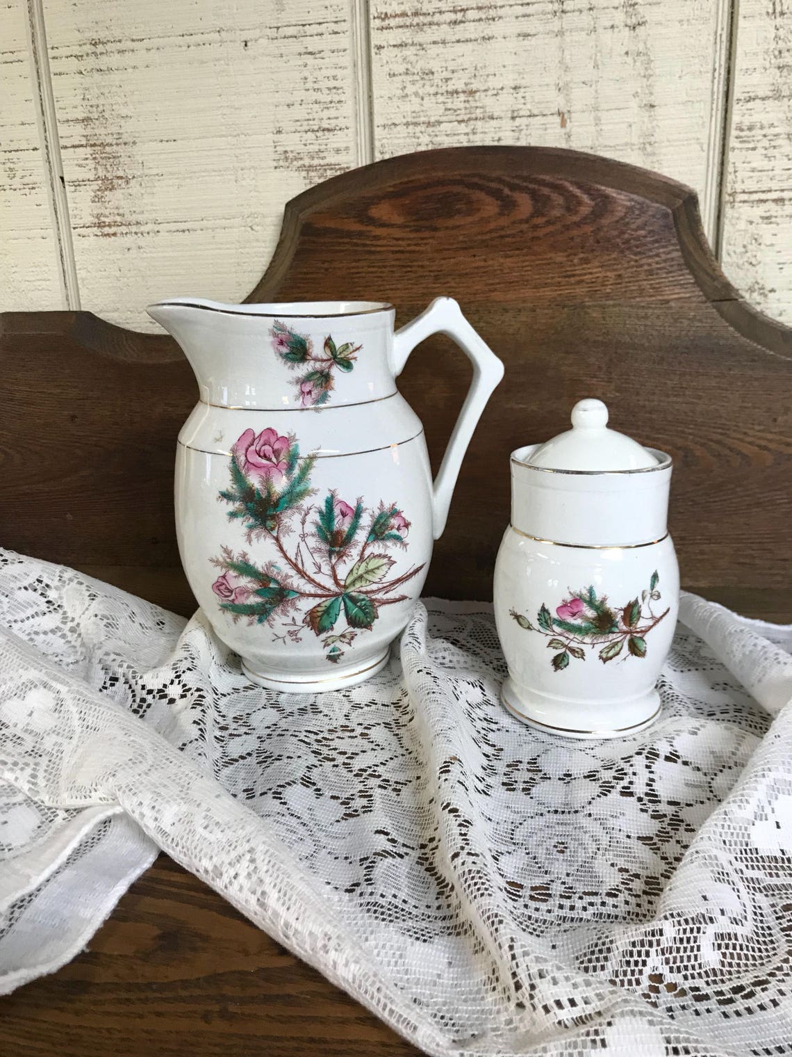 Ironstone Pitcher Moss Rose Ironstone Covered Jar Antique | Etsy