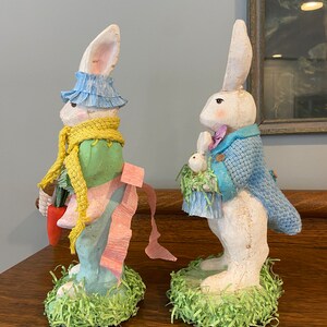Vintage Easter Bunnies, Styrofoam Dressed Bunnies, Standing, Rabbits ...