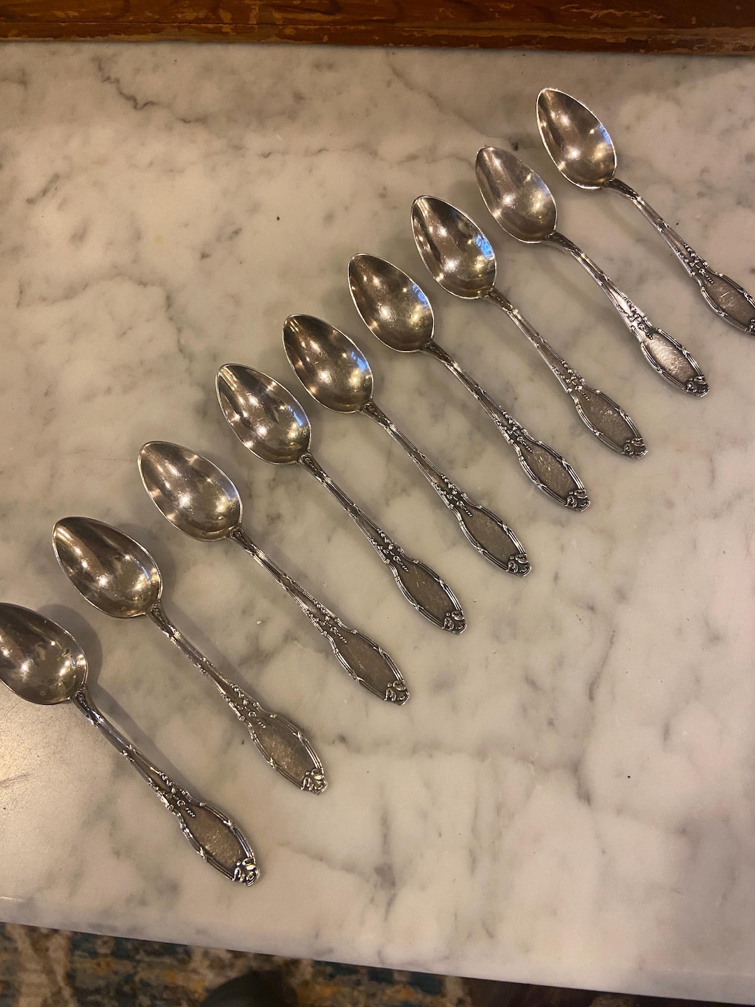Vintage Set of 9 Demitasse Silver Spoons, Marked 800 Silver - Etsy