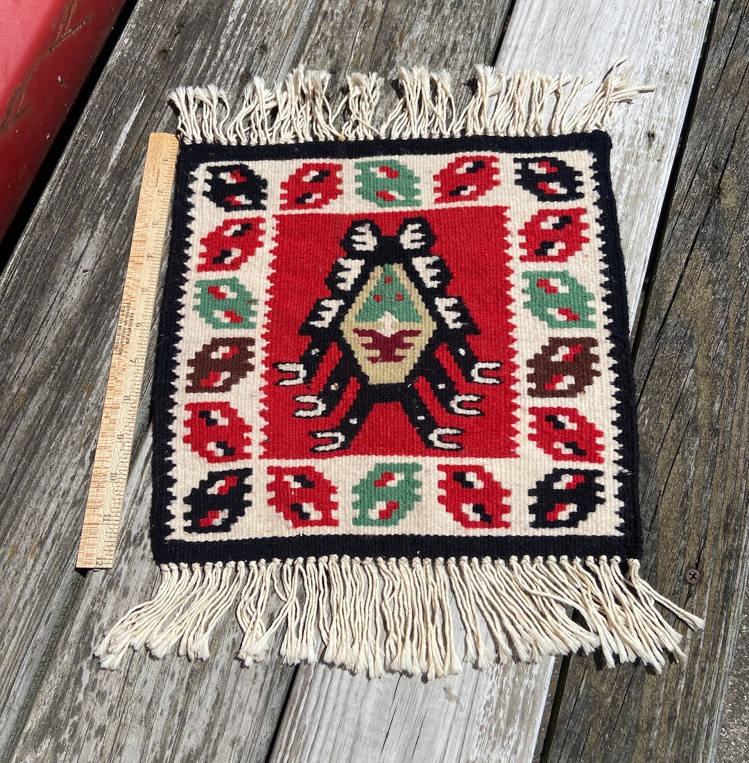 Vintage Weaving, Southwestern Native American Tapestry, Fringed Rug ...