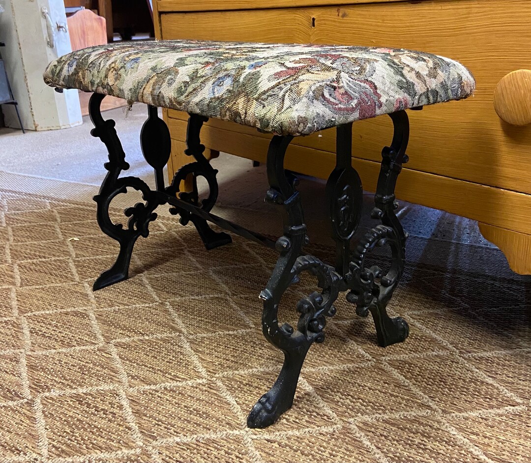 Victorian Cast Iron Piano/organ Bench, Upholstered - Etsy