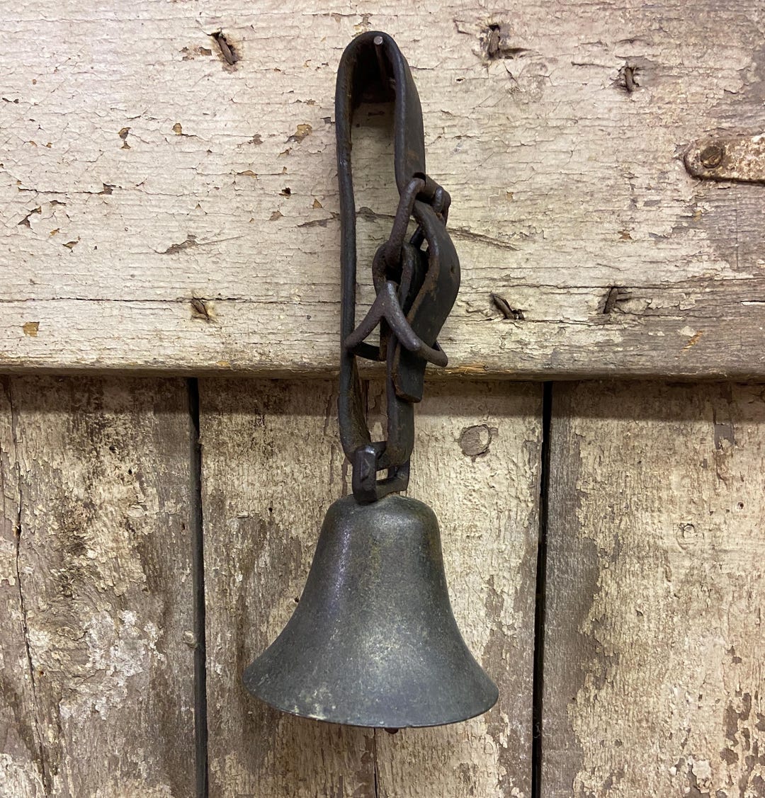 Vintage Animal Bell on Thick Leather Collar – Rustic Farmhouse Decor ...