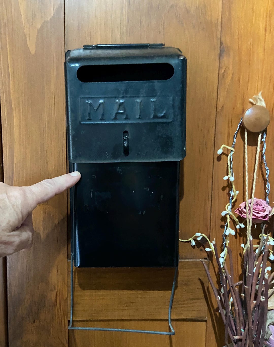 Vintage Metal/tin Mailbox, Wall Mount, Black, With Paper Holder - Etsy