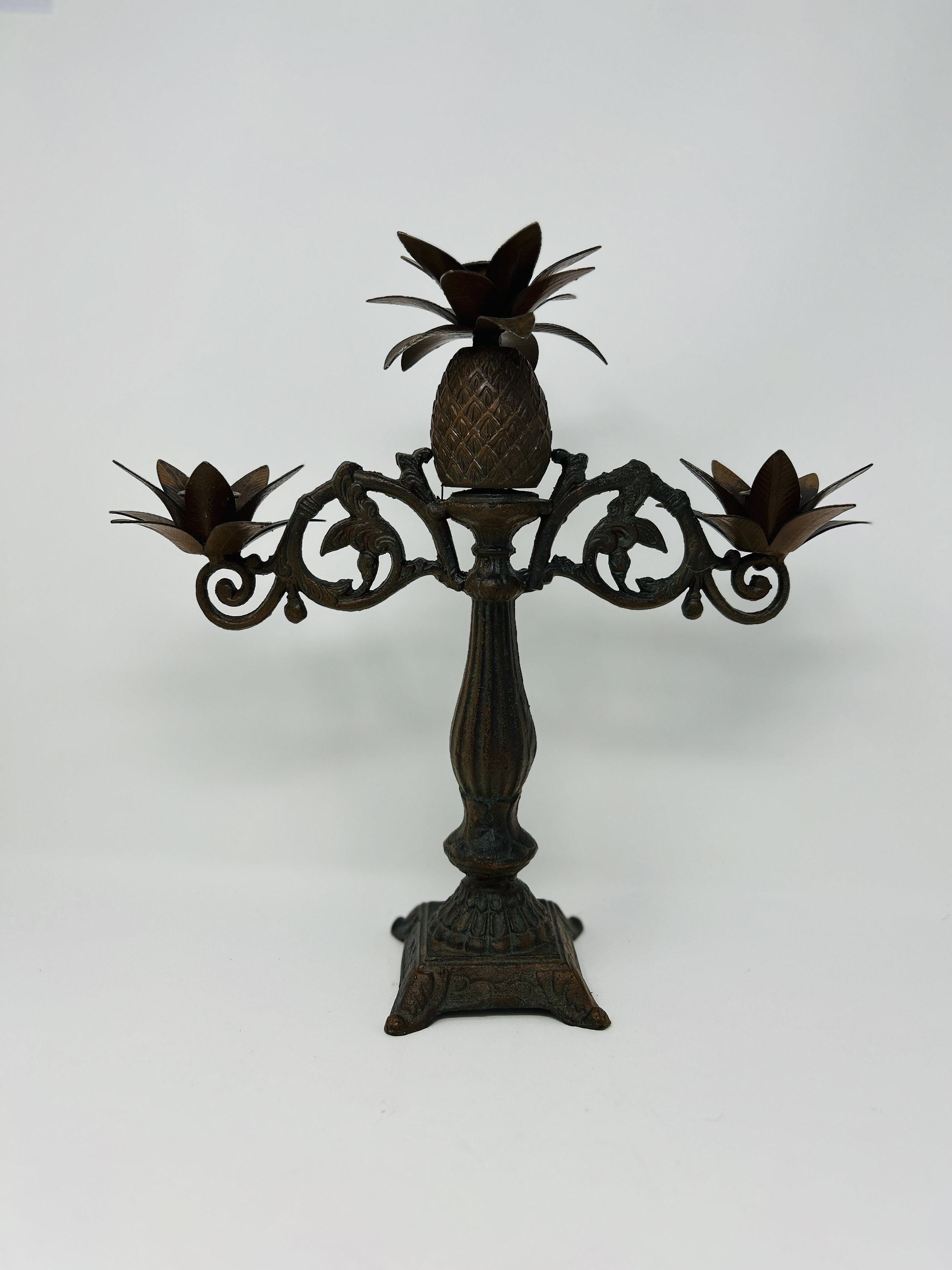 Vintage Cast Iron Pineapple 3-candle Holder - Pineapple Candelabra ...