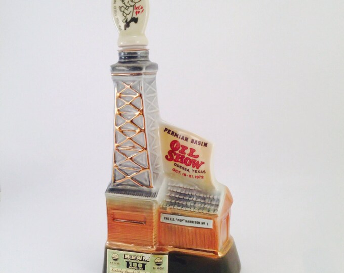 Vintage 1972 Jim Beam Decanter Permian Basin Oil Show Odessa Texas - Etsy