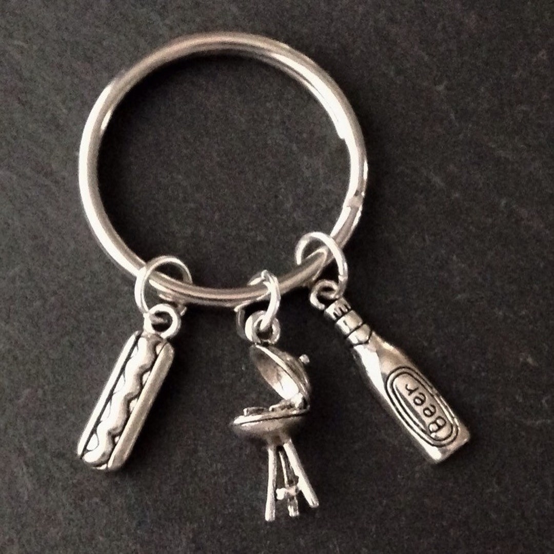 Barbecue Lover's Keychain, Silver Keychain, BBQ Theme Gift for Men ...