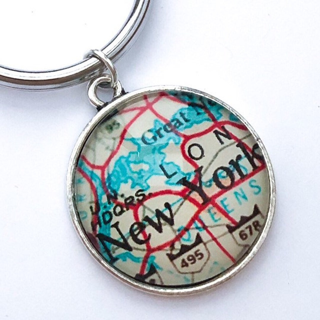 New York Map Keychain, New York Keyring, New York Themed Gift - Etsy