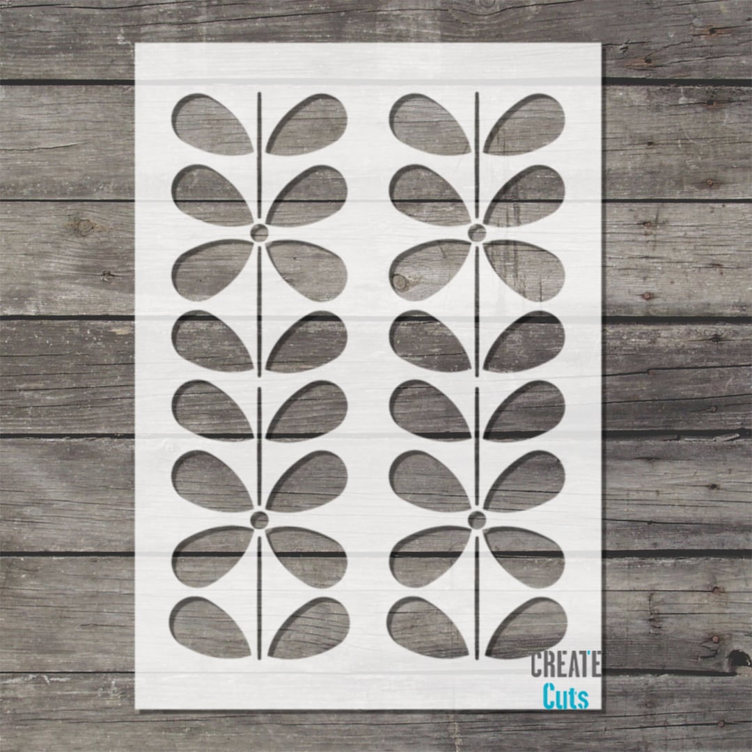 Stem With Flowers Pattern STENCIL / Classic 60' Mid-century Flowery ...