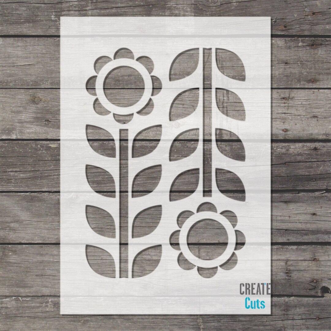 Scandi Style Flowers STENCIL / Scandinavian Folk Motifs Decor / Mid ...