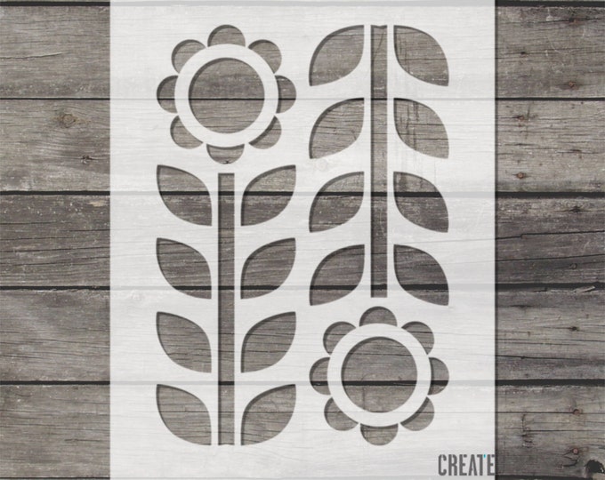 Scandi Style Flowers STENCIL / Scandinavian Folk Motifs Decor / Mid ...