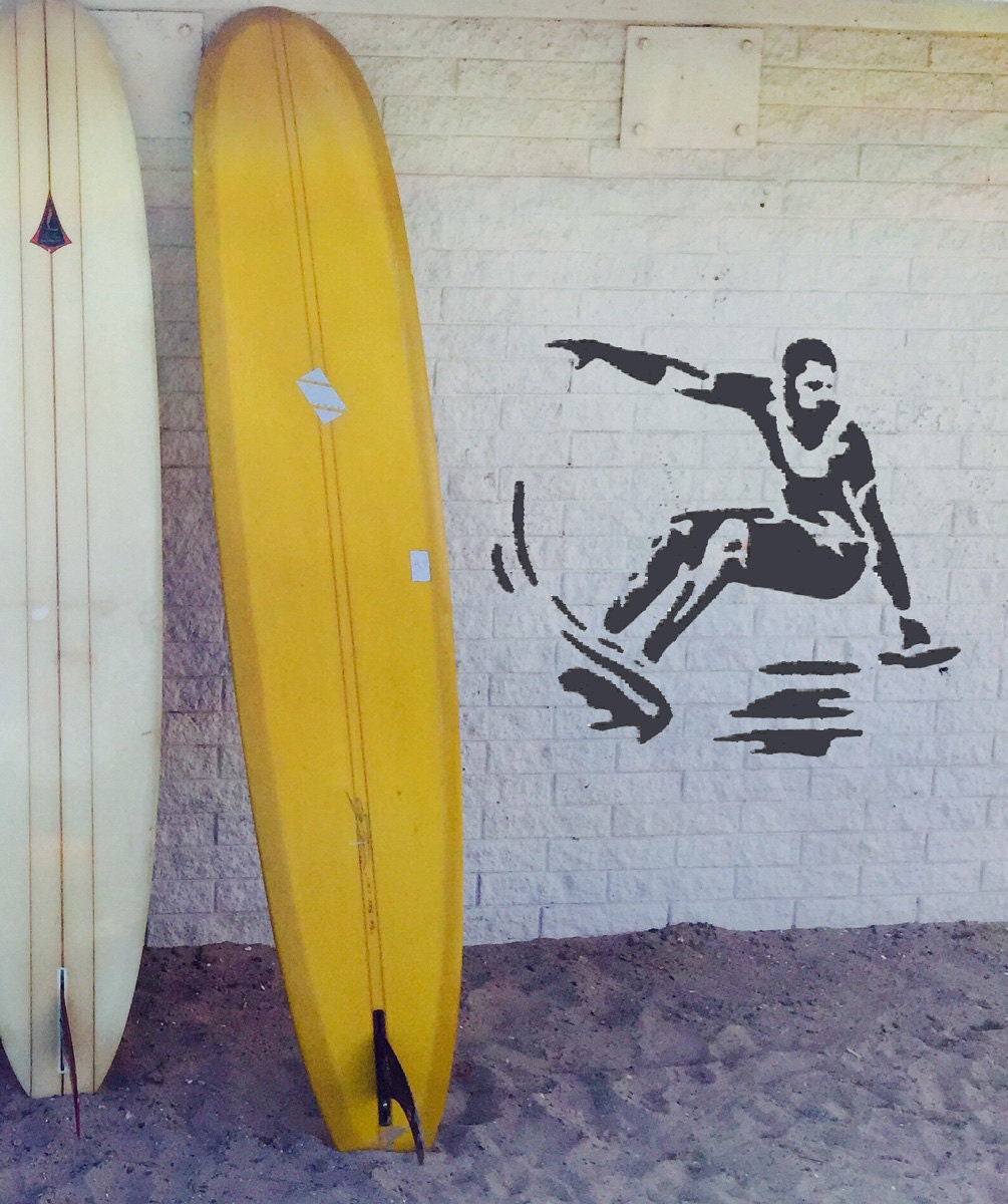 Surfing Man STENCIL Interior Decor Surfer Template Board Waves | Etsy