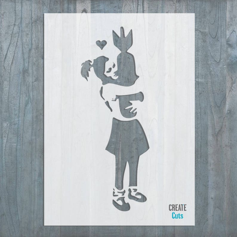 Banksy Girl Bomb Hugger STENCIL Wall Art Craft Template Createcuts - Etsy