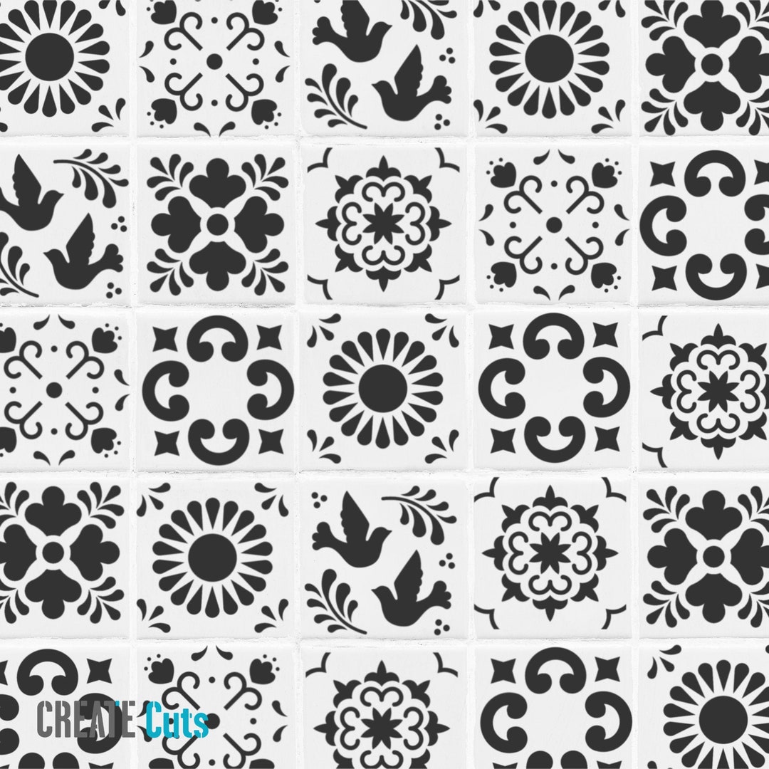 Talavera Tile Stencils: Mexican Style Wall & Floor Template - Etsy