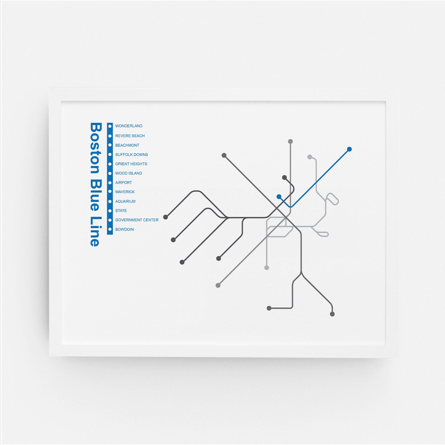 Boston Blue Line T Transit Map Thiscitymaps - Etsy