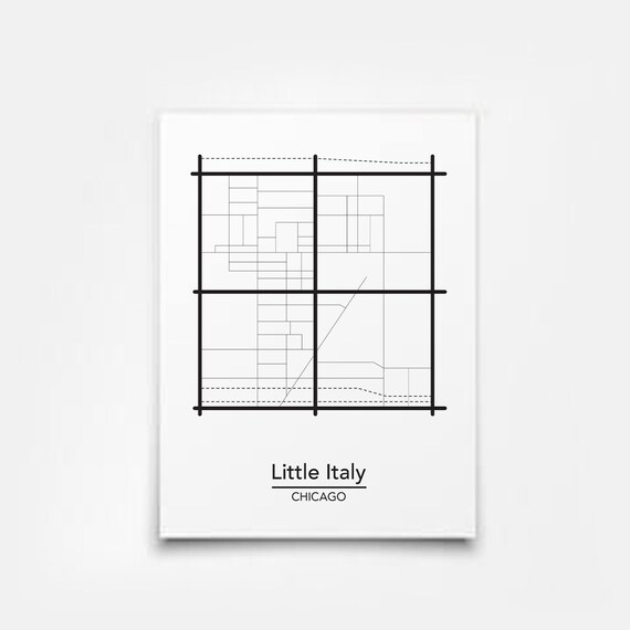 Little Italy Chicago Neighborhood Map Thiscitymaps | Etsy