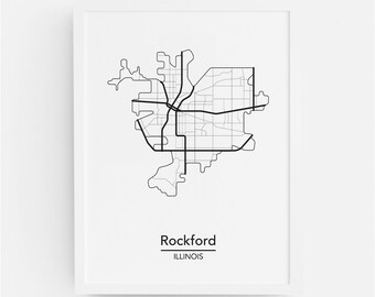 Rockford City Map - Etsy