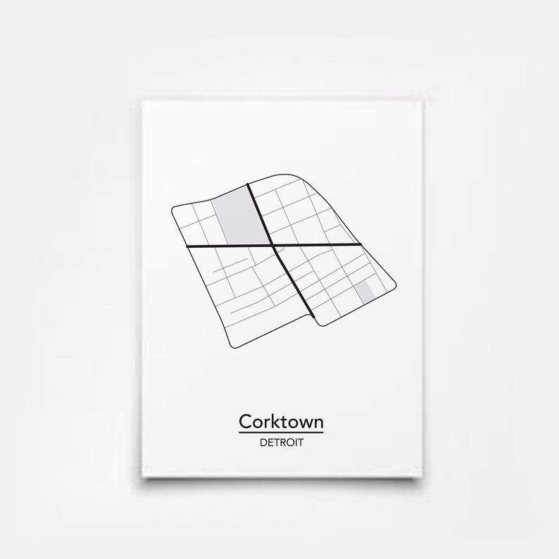 Corktown Detroit Neighborhood Map Thiscitymaps - Etsy