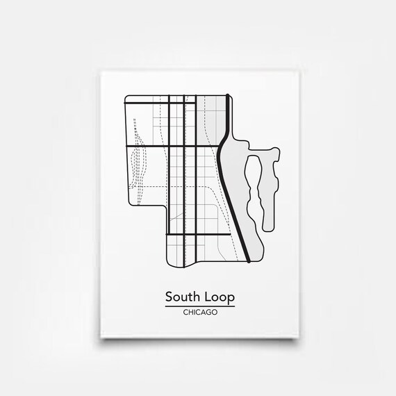 South Loop Chicago Neighborhood Map Thiscitymaps | Etsy