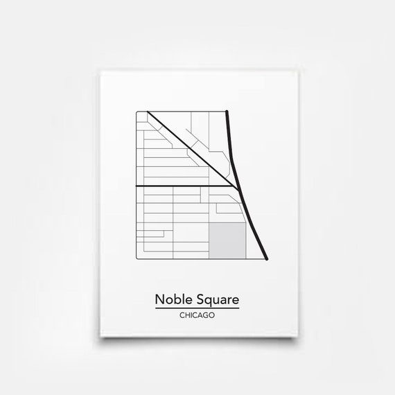 Noble Square Chicago Neighborhood Map Thiscitymaps - Etsy