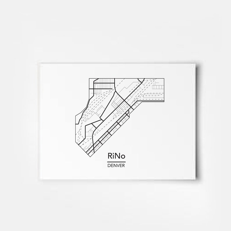 Rino Denver Neighborhood Map Thiscitymaps - Etsy