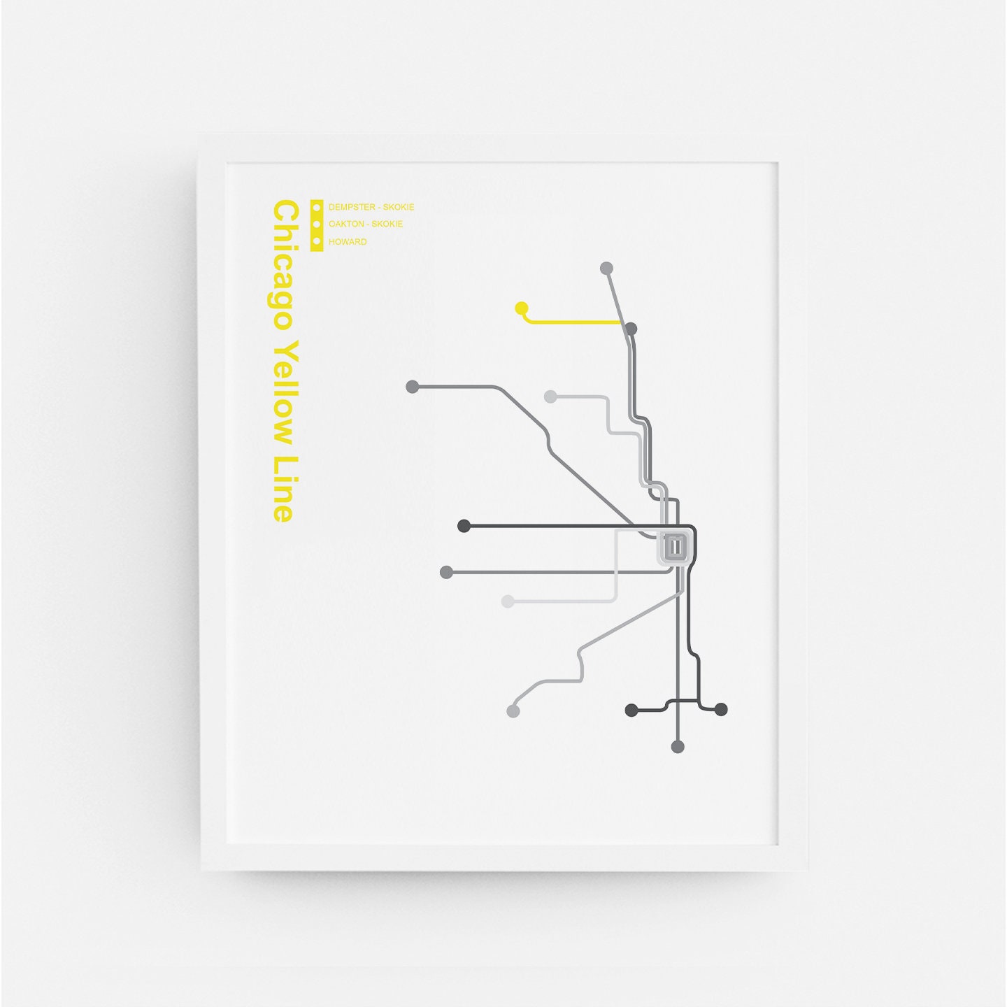 Chicago Yellow Line CTA Transit Map Thiscitymaps - Etsy