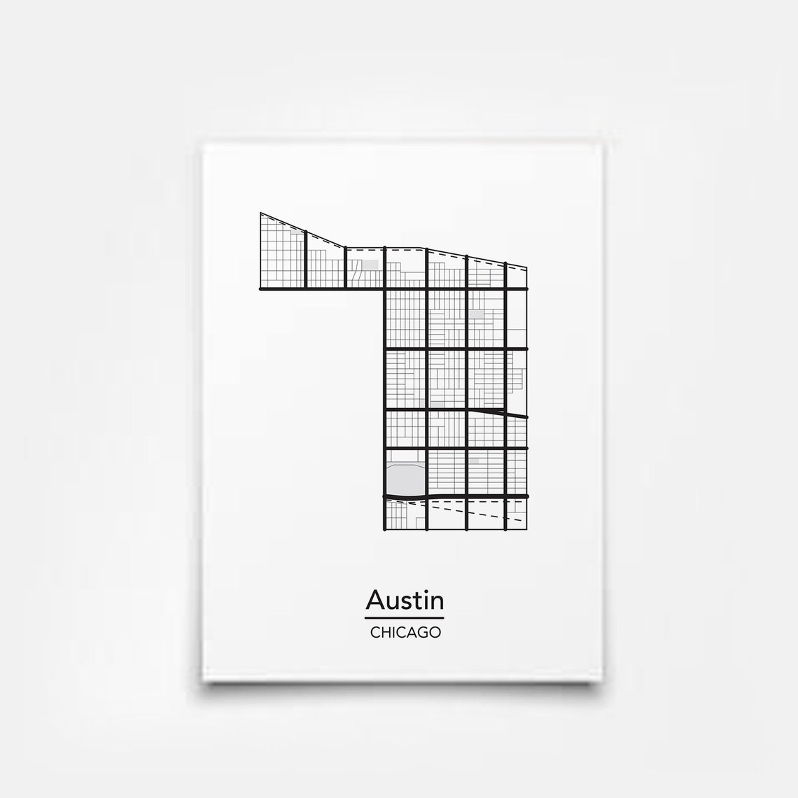 Austin Chicago Neighborhood Map Thiscitymaps - Etsy