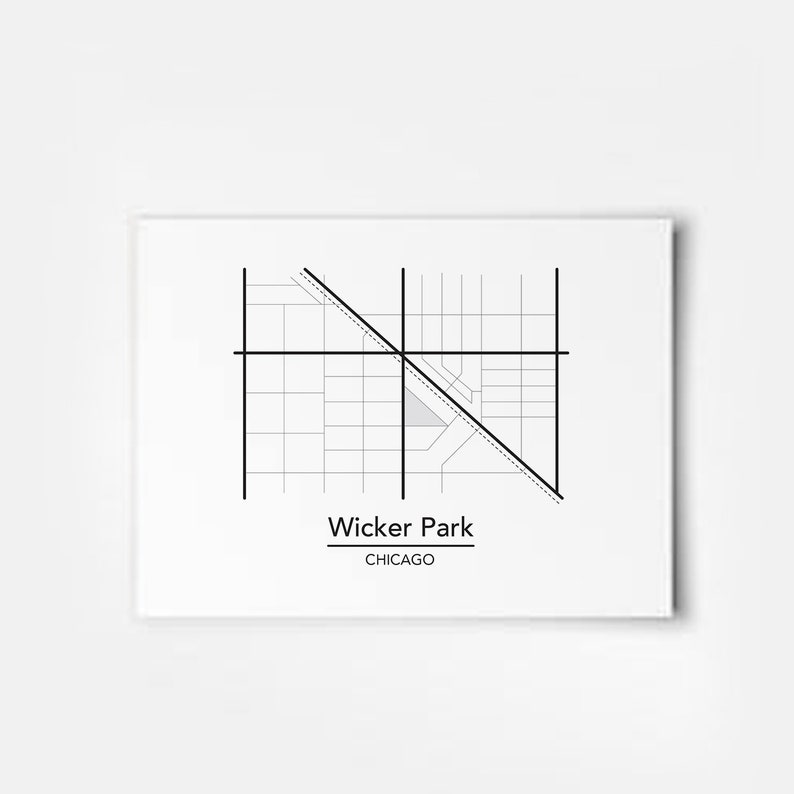 Wicker Park Chicago Neighborhood Map Thiscitymaps - Etsy