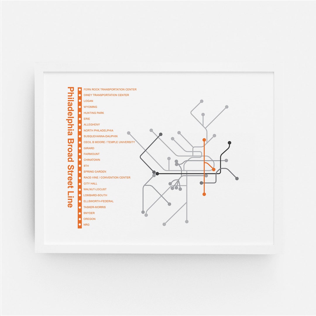 Philadelphia Transit Map Broad Street Map Orange Line Train ...