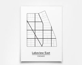 Lakeview Chicago Neighborhood Map Thiscitymaps - Etsy