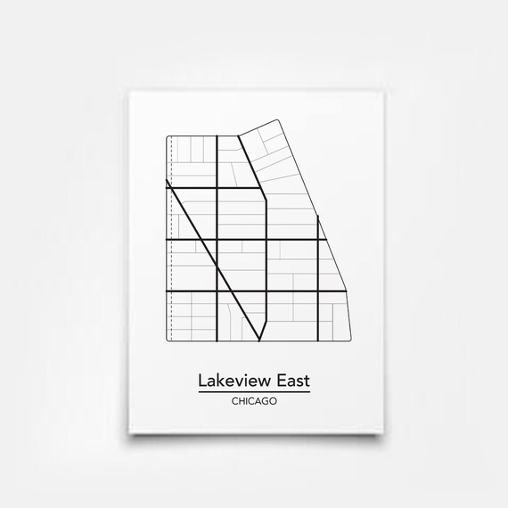 Lakeview East Chicago Neighborhood Map Thiscitymaps | Etsy