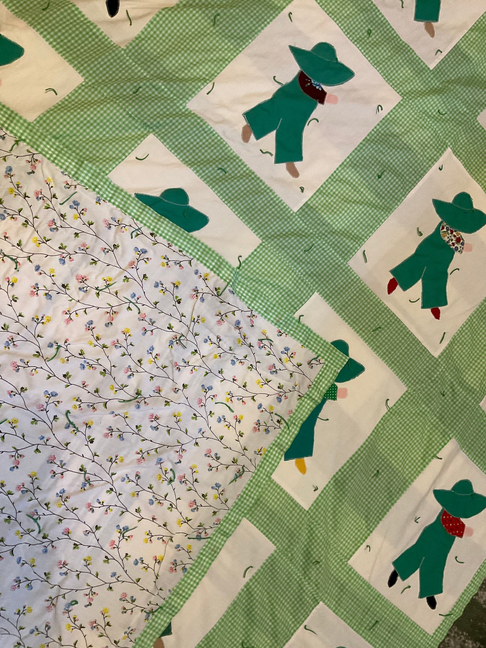 Quilt Green Overalls Sam Green Gingham Handmade and Tied Quilt - Etsy