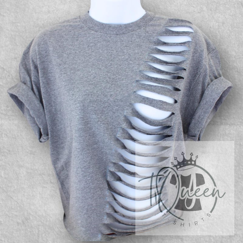 Distressed Ripped Tee Shirt - Etsy