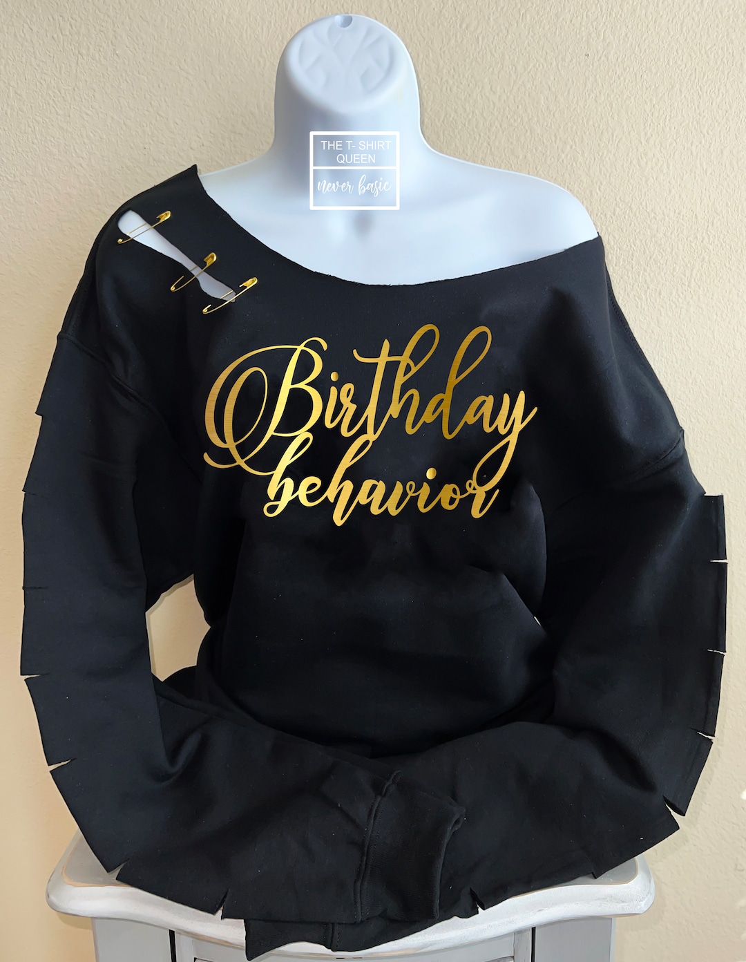 Birthday Behavior off the Shoulder Sweater, Distressed Ripped Birthday ...